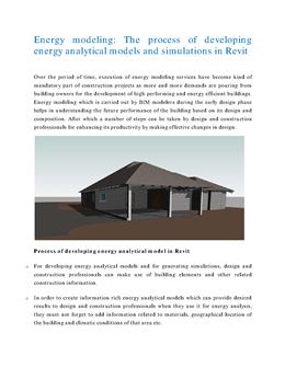 Energy modeling: The process of developing energy analytical models and simulations in Revit ...