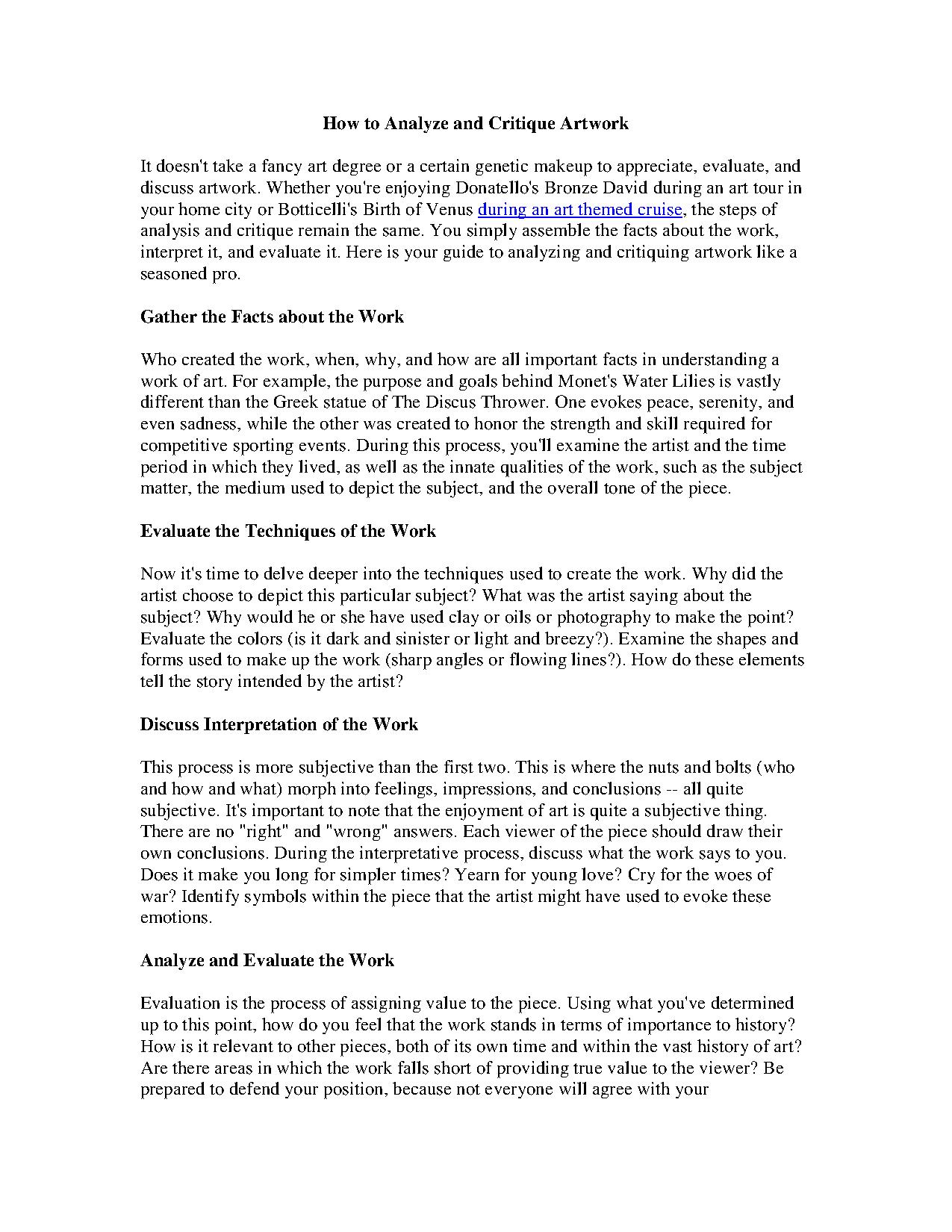 How to Analyze and Critique Artwork PowerPoint Presentation PPT