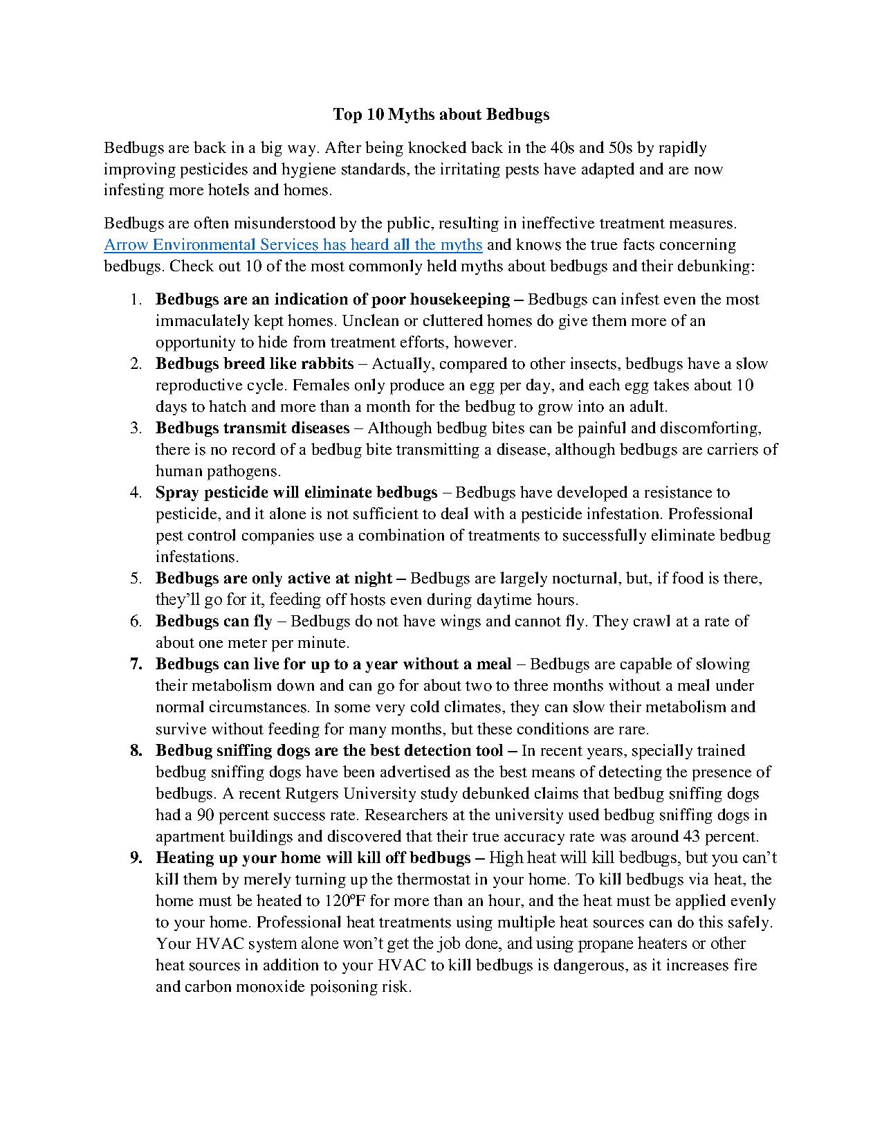 Top 10 Myths about Bedbugs PowerPoint Presentation PPT