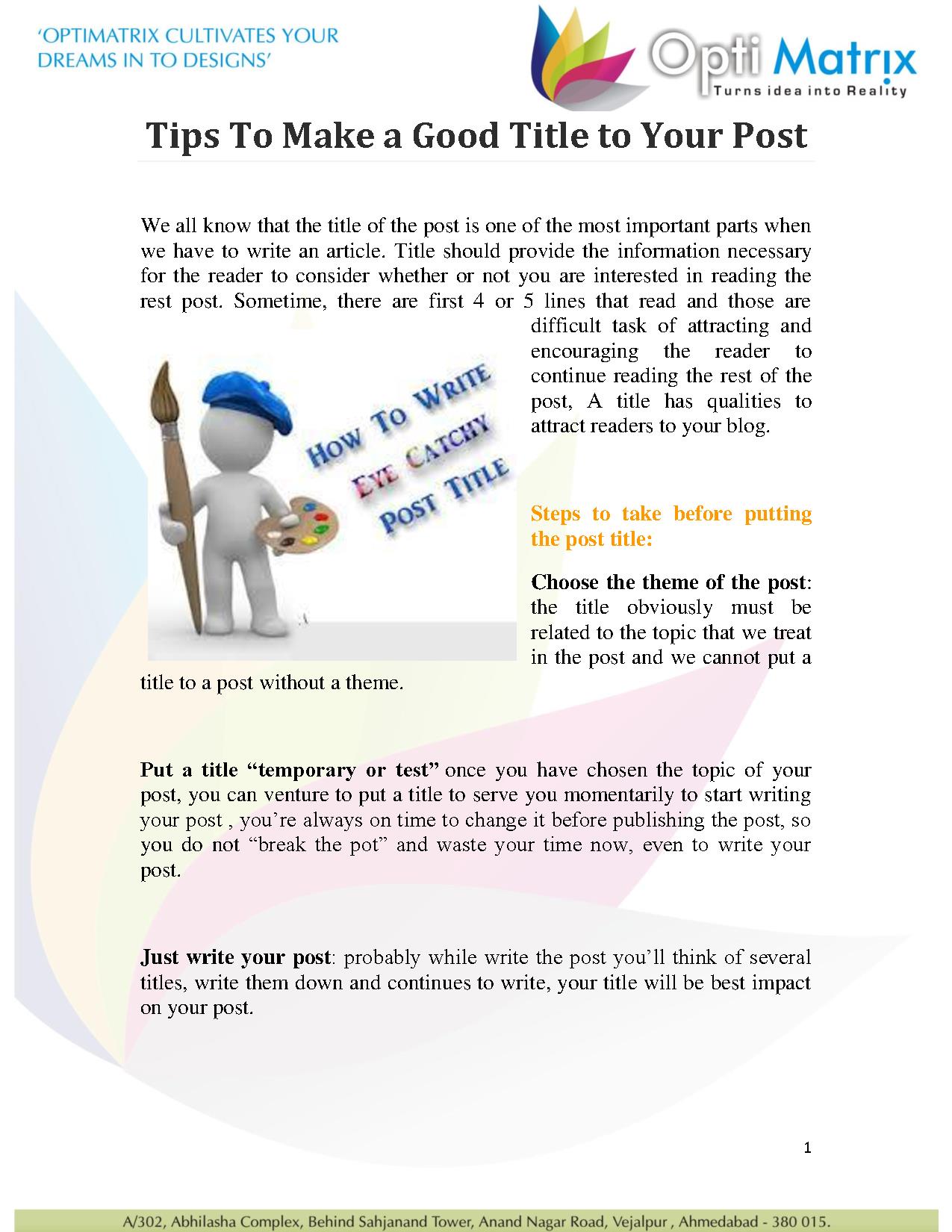 Tips To Make A Good Title To Your Post PowerPoint Presentation PPT